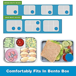 LALASTAR Stainless Steel Condiment Containers with Lids, Leakproof and Reusable Lunch Bento Box Sauce Container, 4x1.6oz, Blue