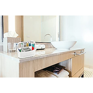 DecorRack Portable Shower Caddy Bath Organizer Basket with Handle for Bathroom, Dorm, Cleaning Supplies, Shampoo, and Beauty Products, White