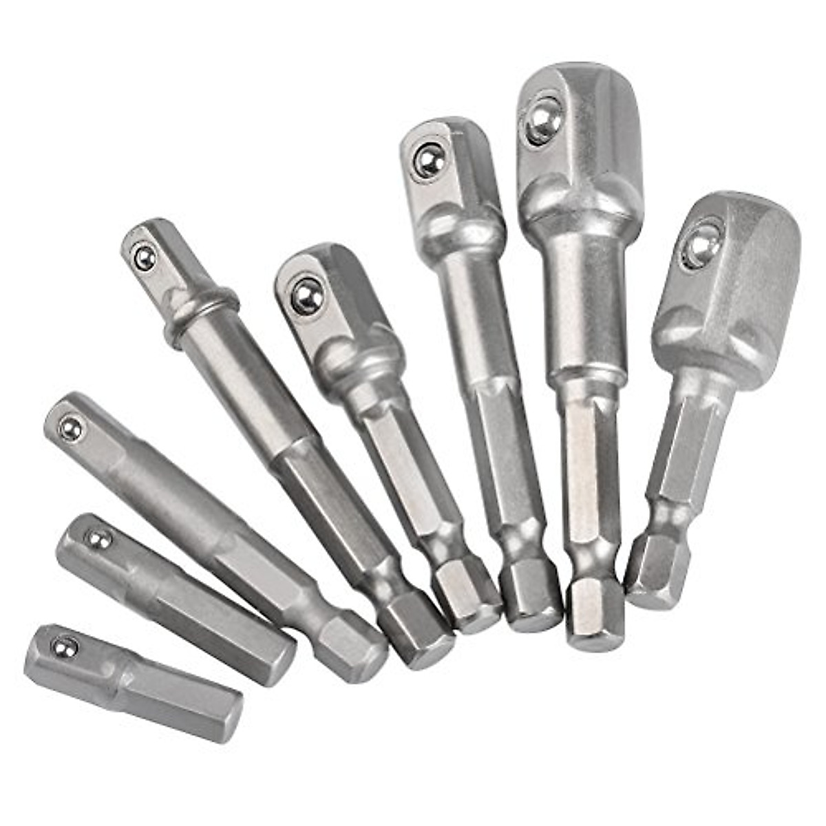 TIMESETL 8Pcs Impact Grade Socket Adapter Set, Hex Shank Square Nut Impact Driver Socket Adapter, Socket to Drill Adapter 1/4" 3/8" 1/2" Impact Driver Adapter Quick Change Drill Extension Bit Set