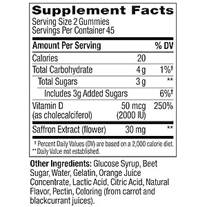 OLLY Hello Happy Gummy Worms, Mood Balance Support, Vitamin D, Saffron, Adult Chewable Supplement, Gluten Free, Tropical Zing - 90 Count