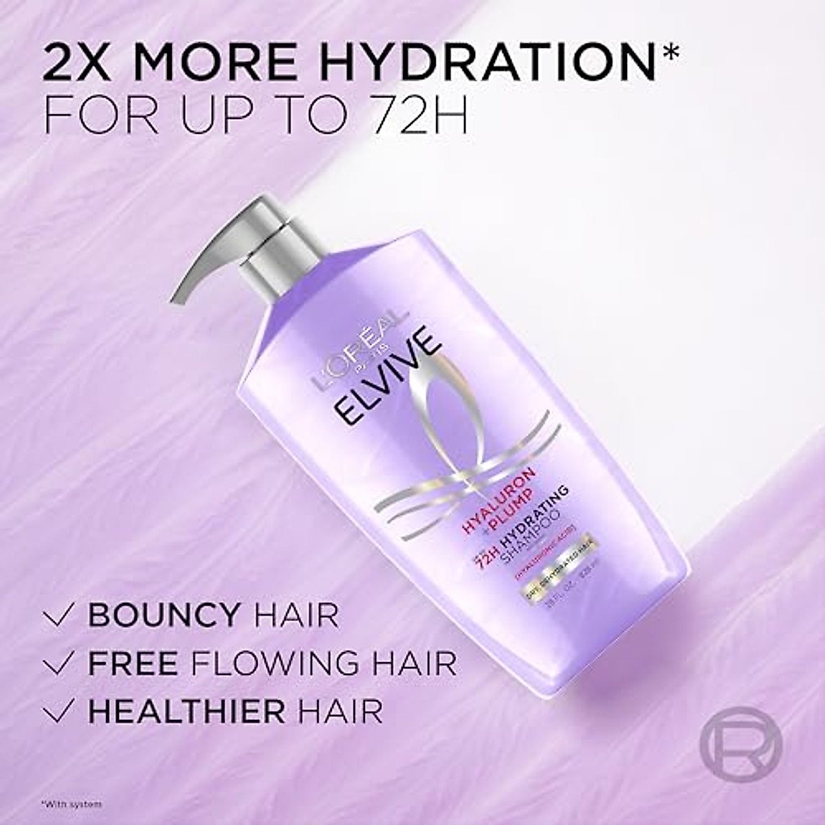 L'Oreal Paris Elvive Hyaluron Plump Hydrating Shampoo for Dehydrated, Dry Hair Infused with Hyaluronic Acid Care Complex, Paraben-Free, 26.5 Fl Oz