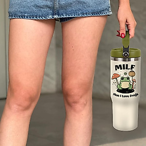 ysnifeiw 30oz Frog Tumbler with Handle and Straw, Stainless Steel Insulated Frog Cup with Top Handle and Lid, Frog Coofee Mug Gifts for Women Men