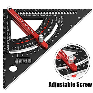 Gohelper Carpenter Square Woodworking Tools Rafter Square 7 inch framing Woodworking Square Tool Carpenter Layout Aluminium Adjustable Combination Square Set Metal Carpentry Triangle Ruler