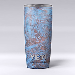 Design Skinz Blue Slate Marble Surface V41 - Skin Decal Vinyl Wrap Kit Compatible with The Yeti Rambler Cooler Tumbler Cups