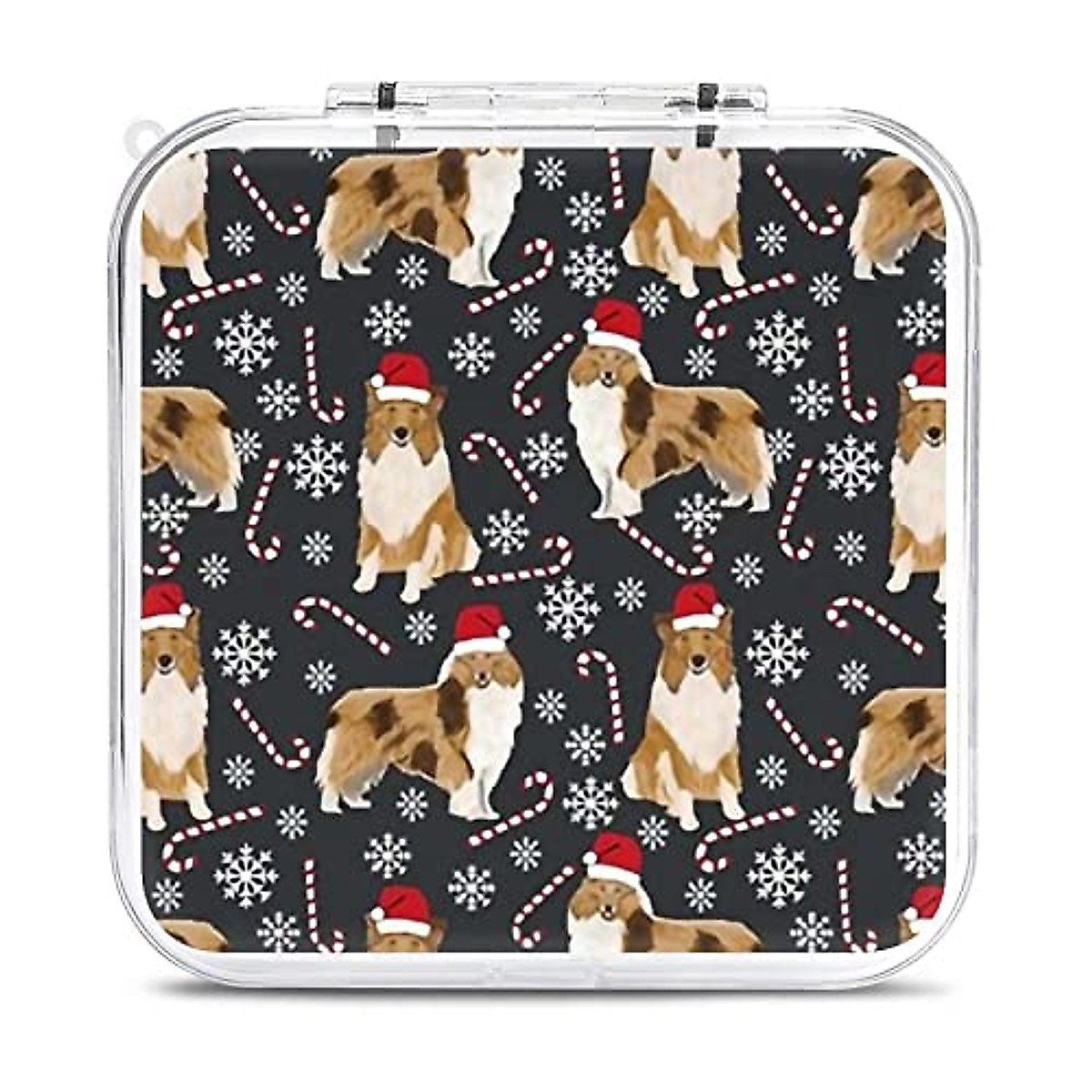 Rough collie christmas fabric cute pet dog xmas holiday christmas design best christmas dogs Game Card Case for Swítch Protective Portable Case Box with 12 Cartridge Slots