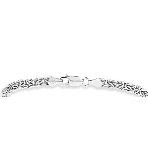 Miabella Italian 925 Sterling Silver 4mm Flat Byzantine Link Chain Bracelet for Women, 925 Made in Italy (Length 7.5 Inches)