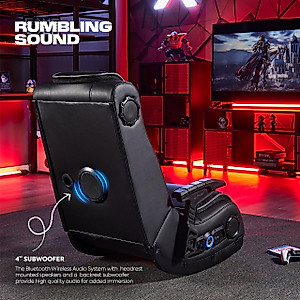 X Rocker Pro Series H3 Vibrating Floor Video Gaming Chair, with Headrest, 4.1 High Tech Audio, Wireless, Leather, Foldable, 5125901, 35" x 22" x 34.5", Black