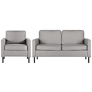 STHOUYN 2 Piece Upholstered Sectional Sofa Set Couches Sofas Living Room Furniture Sets, Loveseat with USB & Accent Chair, Grey Couch Bedroom Livingroom Apartment (2, Light Grey)