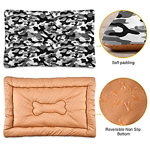 Coikll Camouflage Pet Bed Pad Soft Dog Bed Mat with Anti-Slip Bottom, Machine Washable Crate Pad Mattress for Dog Sleeping- 24 * 18inches