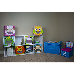Foldable Storage Bin Containers - Collapsible Cube Bins with see through mouth! - Great Non Plastic Box Cubes for kids, toys, nursery, wall organizer, décor, etc. - Safe, Stain-resistant, fun!