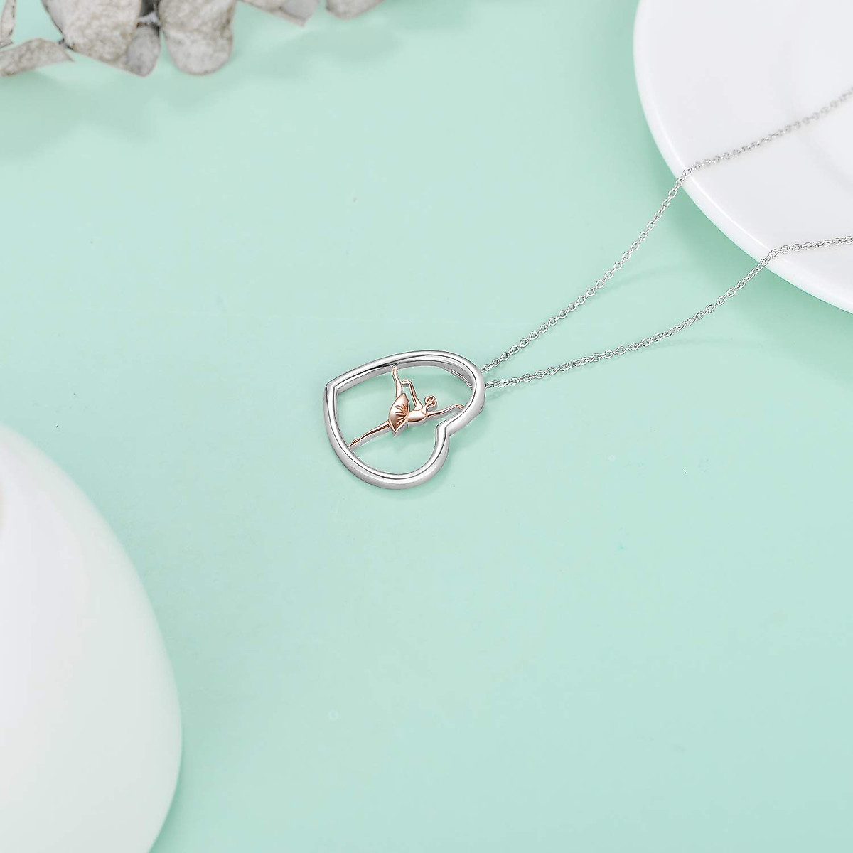 MISTBEE Ballerina Necklace 925 Sterling Silver Heart Necklace Ballerina Dancer Gymnasts Ballet Dance Pendant Necklace Dance Jewelry Gifts for Women Teenage