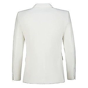 Mens 2 Piece Suit Slim Fit Single Breasted Suits Blazer and Pants,Two Button Solid Prom Wedding Tuxedo Jacket&Trousers for Men Ivory 3XL