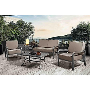 ARTPLAN Deep seat Cushions for Outdoor Furniture,24x24 Inches,Back 18"x24",H:6". Extra Thick Outdoor Patio Sofa Lawn Chair Cushions,Khaki