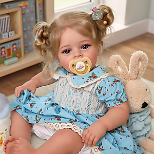 JIZHI Lifelike Reborn Baby Dolls - 18 Inch Realistic-Newborn Baby Dolls Blond Girl Handmade Real Life Toddler Dolls with Clothes for Kids Age 3+