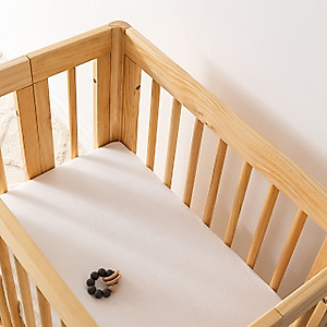 Babyletto Muslin Baby Bassinet Sheets for Girls & Boys - GOTS Certified Breathable Organic Cotton Bassinet Cover - Baby Boy Bassinet Sheets Rectangle - 360° Fitted Bedside Bassinet Sheets, White