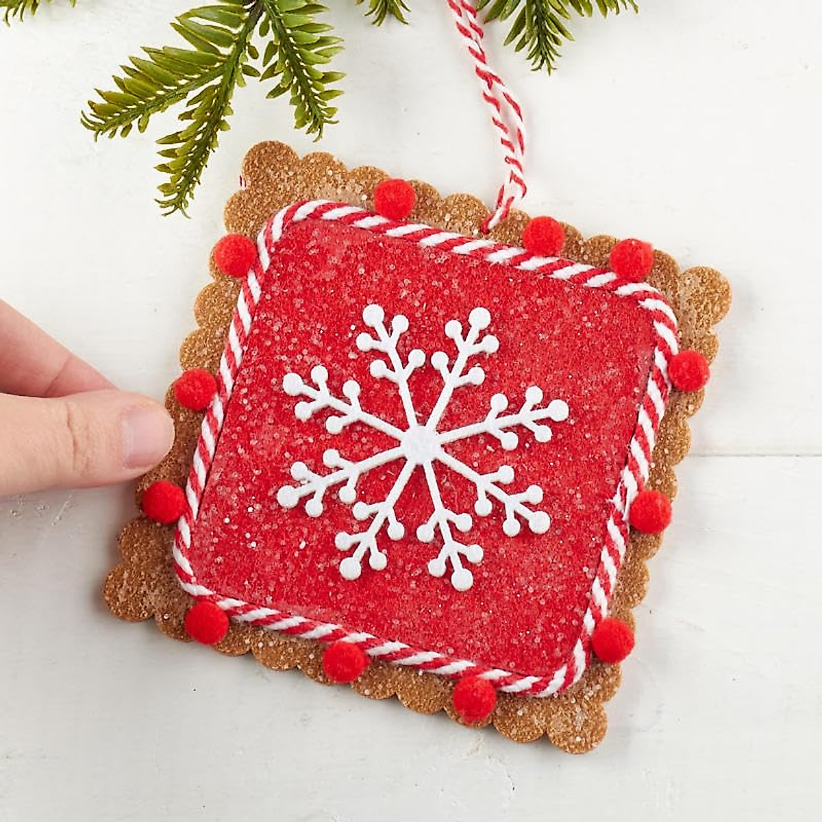 Snowflake Christmas Cookie Felt Ornaments Set of 3 by Factory Direct Craft - Christmas Decorations for Wreaths, Trees and Holiday Displays - 4-3/4 Inches