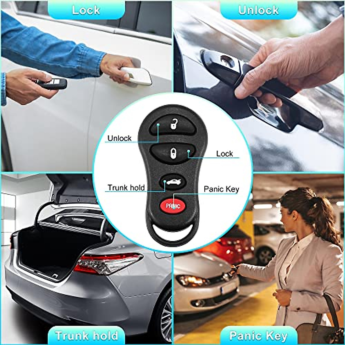 X AUTOHAUX GQ43VT17T 315MHz Replacement Keyless Entry Remote Car Key Fob for Jeep Liberty 02-04 for Dodge Stratus 01-06 for Dodge Intrepid 2001-2005 for Chrysler Concorde 2001-2004 4 Button