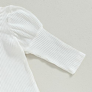 Zoiuytrg Toddler Baby Girl Fall Winter Clothes Ribbed Knitted Sweater Pullover Shirt Suspender Skirt Dress Christmas Outfits (White+Wine Red Sequin, 1-2 Years)