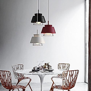 American Glass Chandelier, Wrought Iron Height Adjustable Pendant Light Cafe Restaurant Bedroom Hallway Bar Living Room Pendant Lamp (Color : Burgundy)