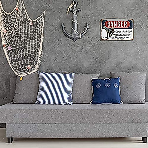 AntSwegg Tin Sign Danger Velociraptor Containment Metal Sign 12x8 Inch, B014