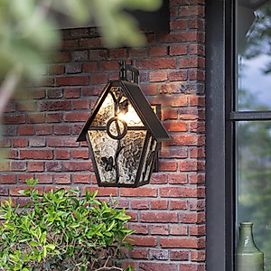 Rustic Outdoor Wall Lanterns Exterior Wall Mounted Sconce Light Designer Style Outdoor Wall Light Fixtures for Home Patio Garden Garage Farmhouse Porch Lighting with Water Glass, Oil Rubbed Brown
