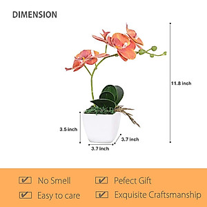 Moldiy Artificial Fake Flowers with Vase for Home Office Garden Party Wedding Decor (Orange)