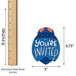 Big Dot of Happiness Buggin' Out - Shaped Fill-In Invitations - Bugs Birthday Party Invitation Cards with Envelopes - Set of 12