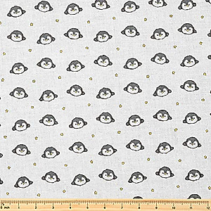 KoolSwitch Fabric by The Yard [ 58inch inches x 1 Yard ] Decorative Fabric for Sewing Quilting Apparel Crafts Home Decor Accents (Cartoon Penguin Head Pattern)