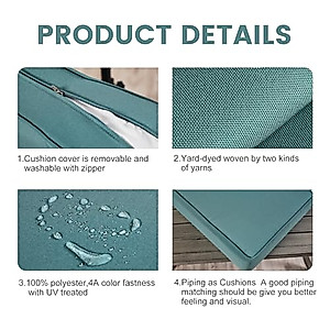 ARTPLAN Olefin 24x24 Deep Seat Patio Cushions for Outdoor Furniture,Extra 6 inch Thick,Back 18"x24",Removable,Replacement,Solid/Floral,Outdoor/Indoor,Aqua