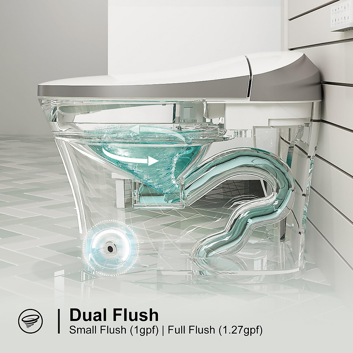 HOROW Luxury Smart Toilet, Heated Bidet with Dryer and Warm Water, Bidet Toilet with Heated Seat, Auto Close Toilet Seat, Modern Tankless Toilet with Remote Control, Night Light, White