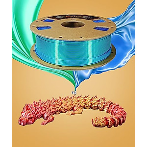 OVERTURE Silk PLA 1.75mm Dual Color Filament, Clog-Free Shiny 3D Printer Filament, 1kg Spool(2.2lbs), Dimensional Accuracy +/- 0.03 mm, Fit Most FDM Printer(Silk Green-Blue)