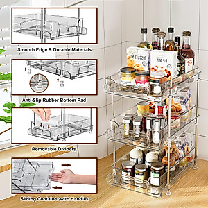 KELLODY 3 Tier Bathroom Storage Organizer with Dividers, Clear Under Sink Organizers and Storage Multi-Purpose Pull Out Cabinet Organizer for Bathroom Kitchen, Vanity Makeup Organizer
