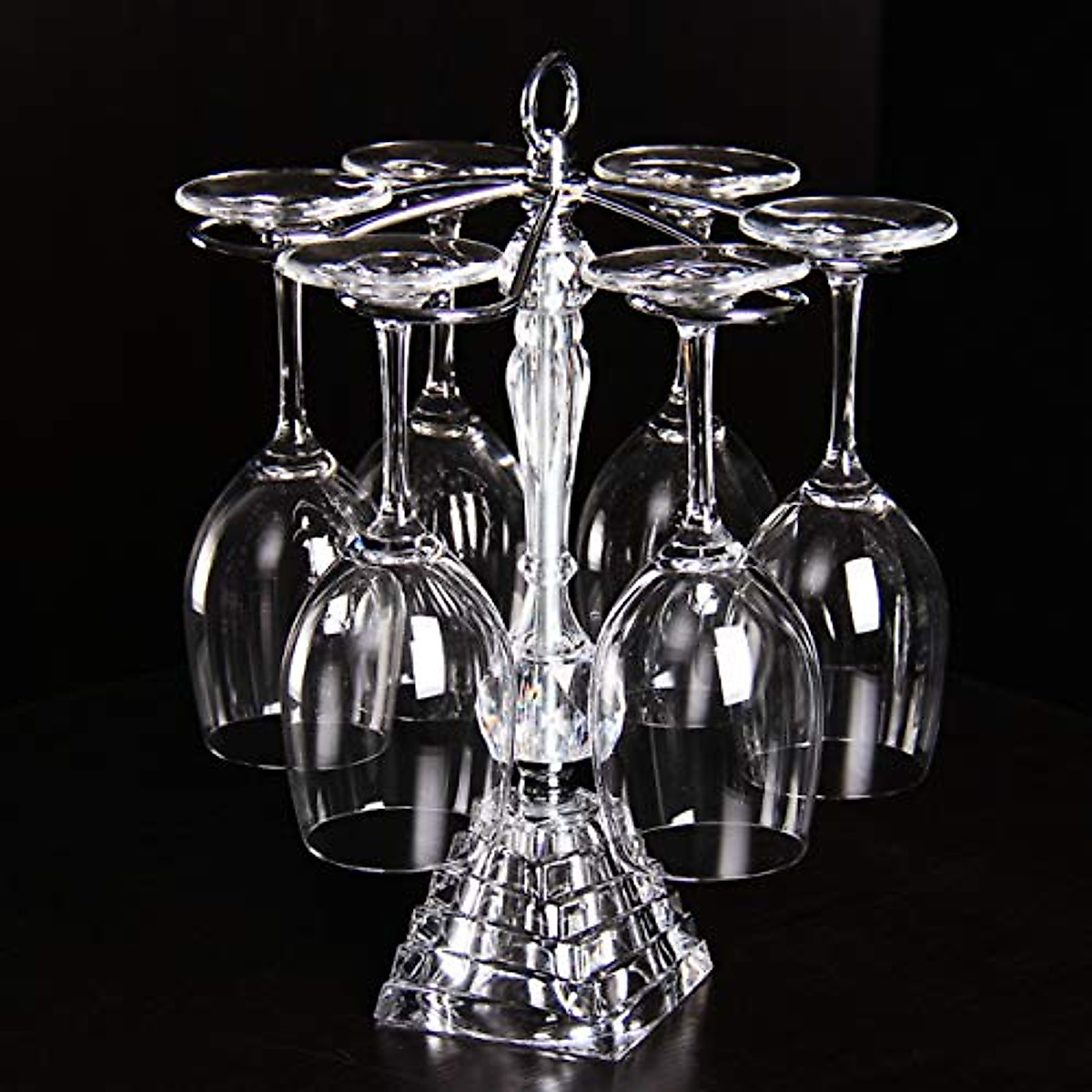 XINDAM 6 Hook Design Tabletop Stemware Rack/Rotate 6 Wine Glass Storage Holder Stand Air Drying Rack，Perfect for Bar, Wine Cellar, Basement, Cabinet, Pantry, etc