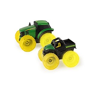 John Deere Monster Treads Lightning Wheels Mini Vehicle - Includes 1 Miniature Monster Truck Toy - Gator or Tractor Toy (Vehicle May Vary) - John Deere Toys