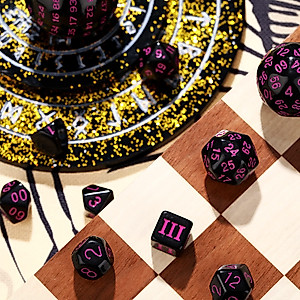 15 Pieces Complete Polyhedral Dice Set D3-D100 Spherical RPG Dice Set in Opaque Black, 100 Sides Dice Set for Role Playing Table Games Party Supplies (Black and Purple)