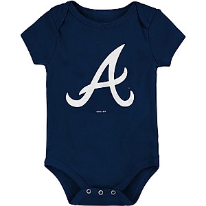 Genuine Stuff MLB Newborn & Infants 0-24 Months Primary Logo Creeper Bodysuit Romper (Atlanta Braves, 3/6 Months)