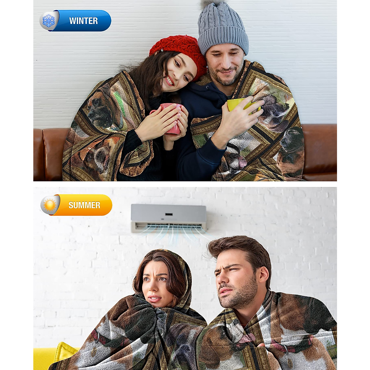 Boxer Dog Blanket for Dog Lover, Fleece Throw Blanket for Couch Super Soft Cozy Bed Blanket Lightweight Plush Fuzzy Blankets and Throws for Sofa, 50 x 60 Inch