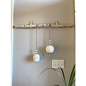 KEYAIIRA - Medium Natural Leather Wall Hook, wall hanging strap towel hook for wall leather loop strap for scarf storage boat paddle holder minimal towel bar rack storage