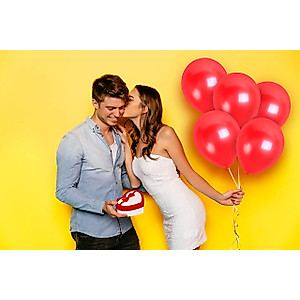 Treasures Gifted Metallic Red Balloons - Pearlized Ruby Red Balloons - Globos Metalicos Rojos, Red Latex Balloons 12 Inch, Globos Rojos Metalicos - Bulk Red Balloons 100 Pack