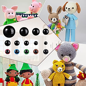 816 Pcs Safety Eyes for Crochet 6-30mm Plastic Colorful Safety Eyes for Amigurumi with Washers Black Stuffed Animal Eyes for Craft Teddy Bear