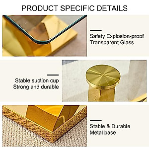 63in Glass Dining Table for 6 with Steel Base, Rectangle Dining Room Table Kitchen Table with Golden U-Shape Bracket, Luxury Dining Table for 4 or 6, Dinner Table for Living Room Banquet Hall