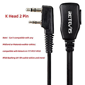 Case of 10, Retevis Walkie Talkies Earpiece with Mic 2 Pin Acoustic Tube Headset Compatible with Baofeng UV-5R Retevis H-777 RT21 RT22 Arcshell AR-5 Two Way Radio
