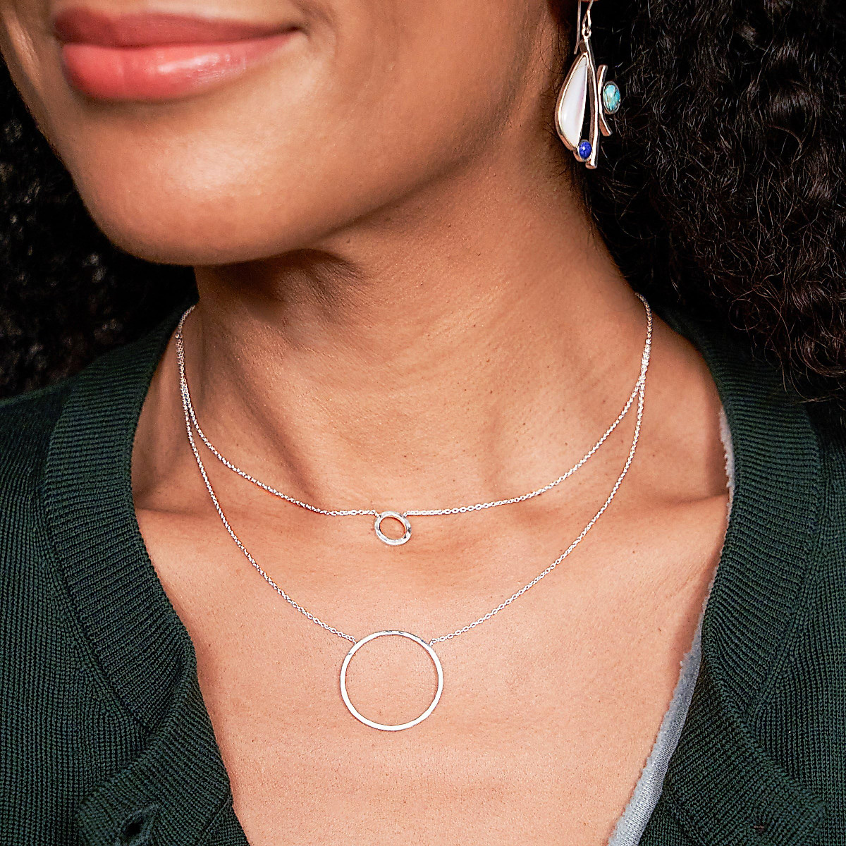 Silpada 'Layered Karma' Pendant Necklace in Sterling Silver, 15" + 2"