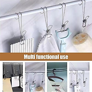 6/12Pcs Stainless Steel Metal Long Tail Clip with Hook Large Clothes Pins Clips (6)