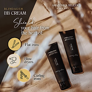 AMAZÓNICA BELEZA AMABELLE Blindagem Hair Leave-in Cream, Thermal Heat Protector Cream, Preventing Damage Seasonal Changes, Daily Use, 8.4 Oz