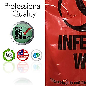 Resilia Medical - Biohazard Bags - Hazardous Waste Disposal, Meets DOT ASTM Standards for Hospital Use, Red, 40-45 Gallon, 40x46 Inches, 20 Bags