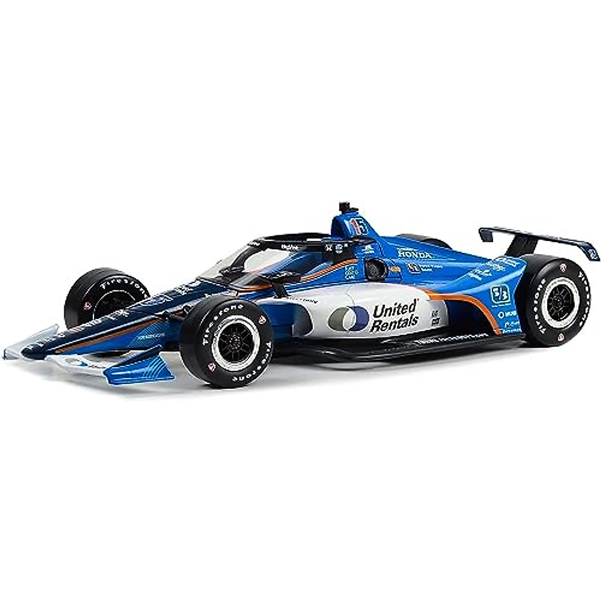 Dallara IndyCar #15 Graham Rahal United Rentals Rahal Letterman Lanigan Racing NTT IndyCar Series (2023) 1/18 Diecast Model Car by Greenlight 11193