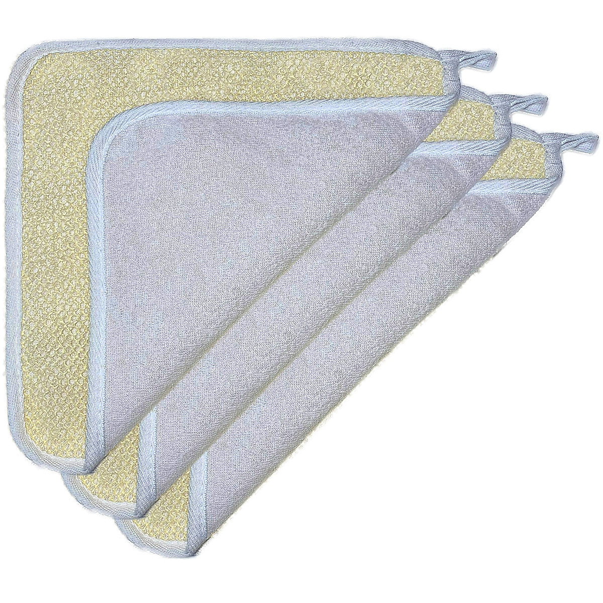 3 pcs/set Soft Weave Home Spa Exfoliating Face and Body Wash Cloths, Dual-Sided With Exfoliating Scrub and Soft Terry Cloth - Shower Scrubber - Remove Dead Skin - Great for Skin Care in the Bath