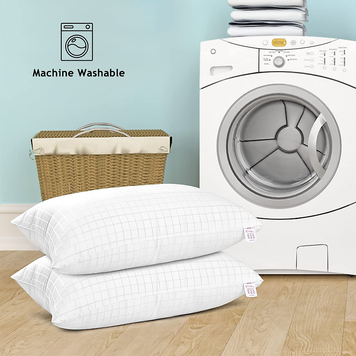 EIUE 2 Pack Queen Size Bed Pillows for Sleeping,Super Soft Down Alternative Microfiber Filled Pillows,20 x 30 Inches,white