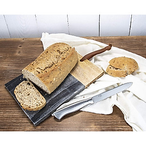 Foreside Home & Garden Small Black Square Marble and Wood Kitchen Serving Cutting Board